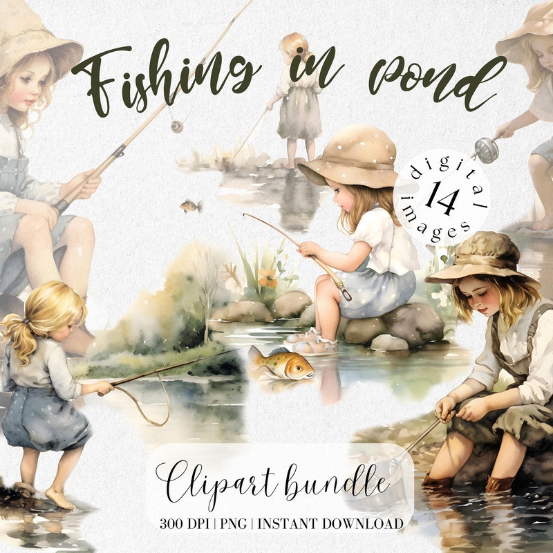 Fishing Watercolor - Etsy