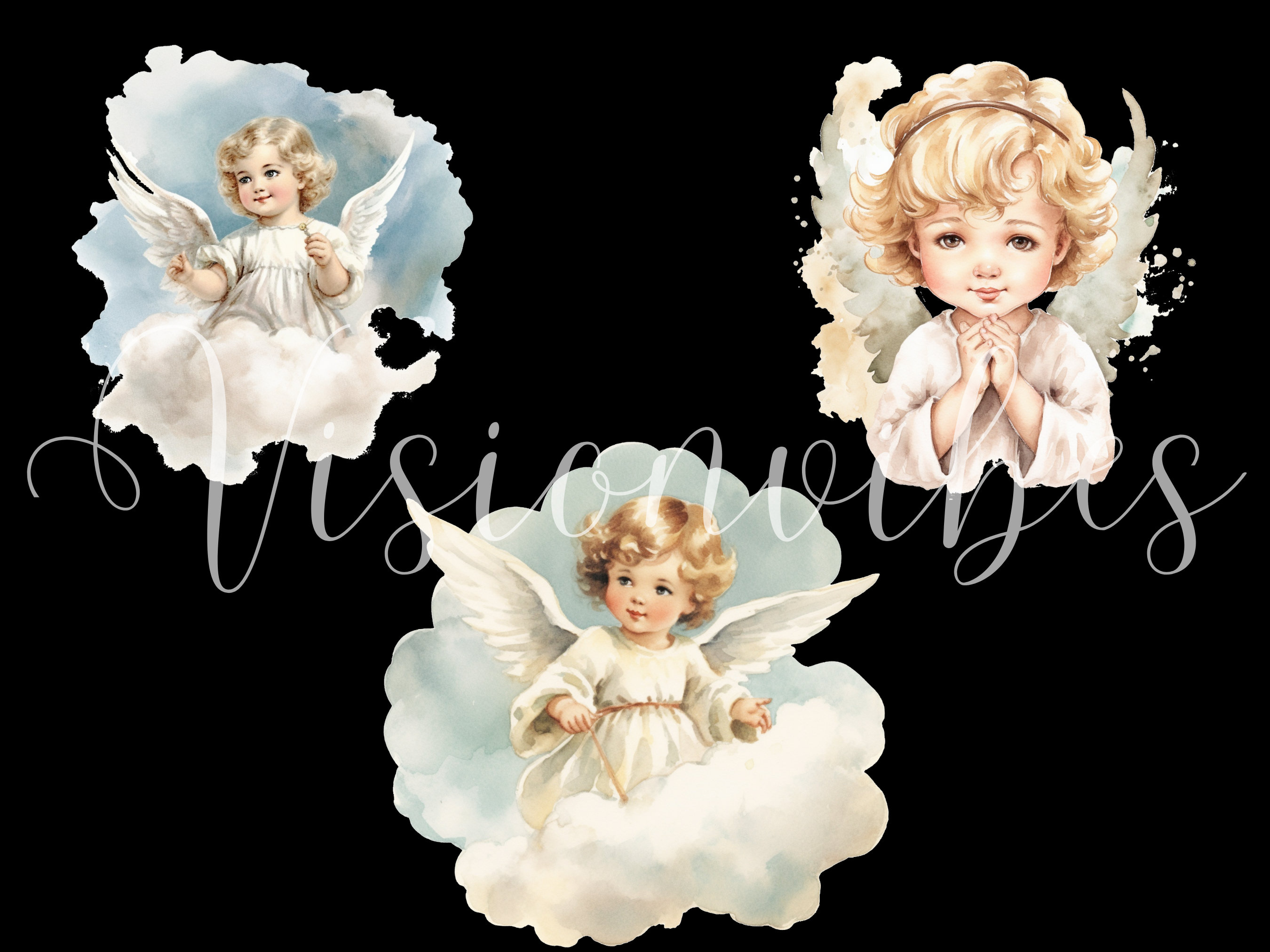 Watercolor Angels Clipart Bundle Christian Clipart Christmas Angels ...