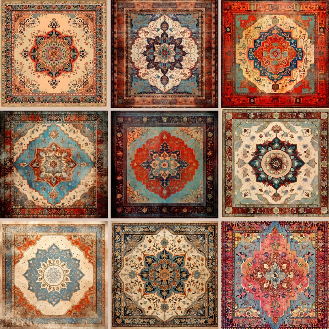 Printable Persian Rug Digital Paper, Carpet Digital Paper, Ornament ...