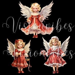 Christmas Angel Clipart Bundle Watercolor Winter Girl Clipart Vintage ...