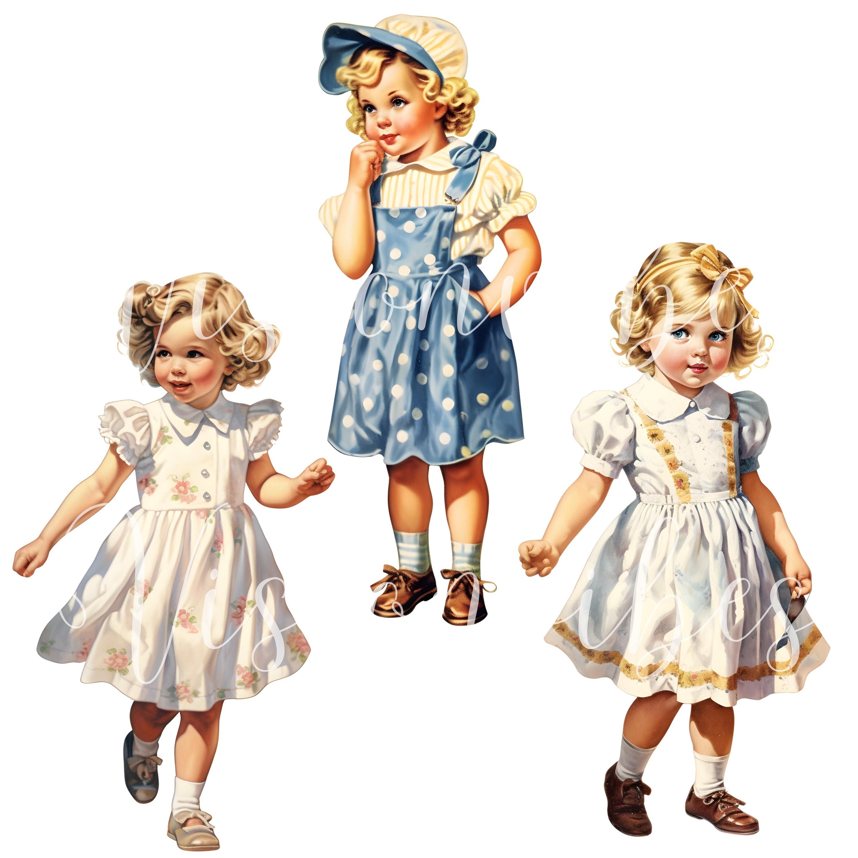 Watercolor Girl Clipart Bundle Vintage Girl Digital Image Junk Journal ...