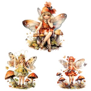 Mushroom Fairy Clipart Watercolor Clipart Bundle Garden Fairy Magic ...