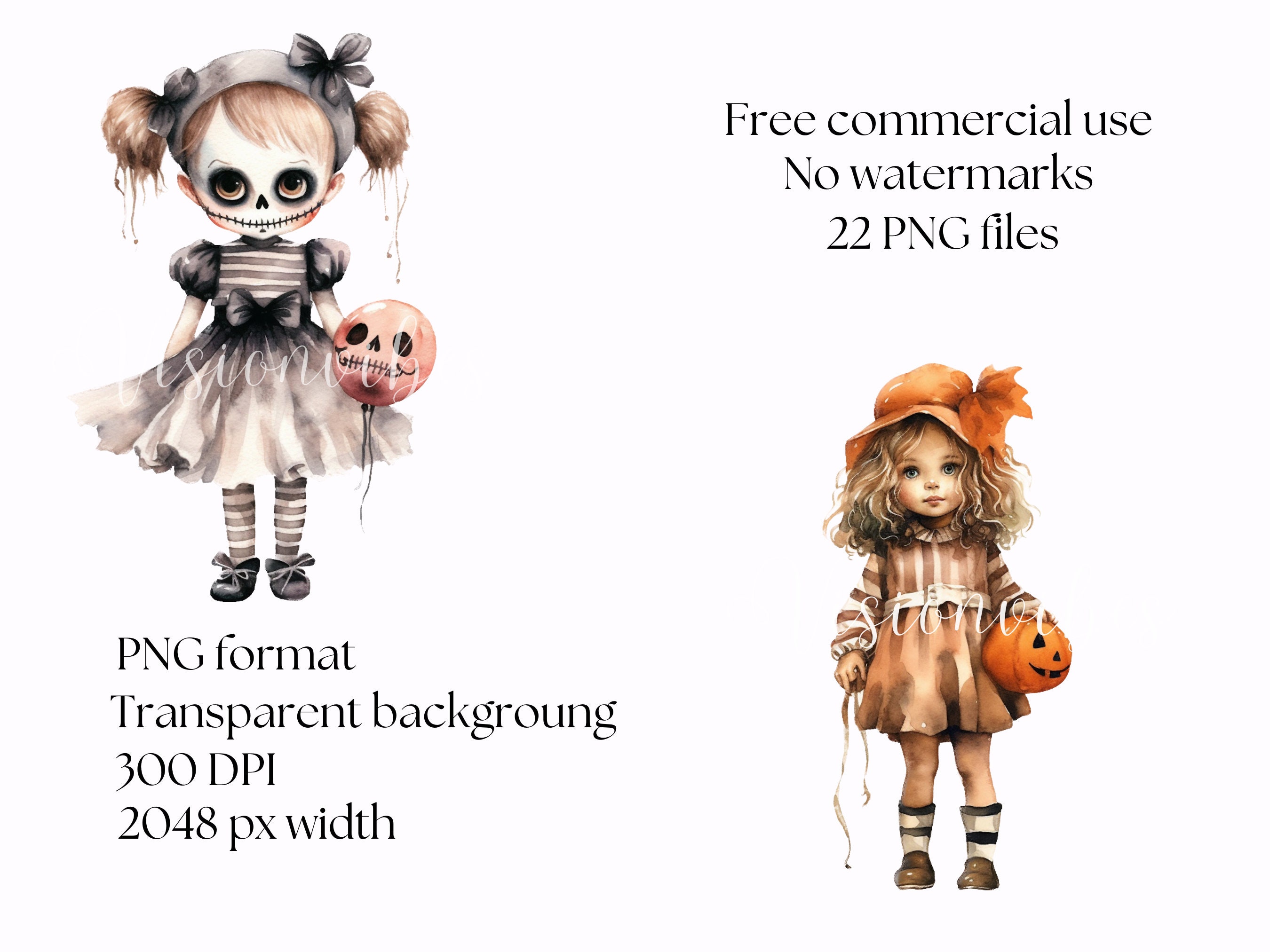 Spooky Girls Clipart Bundle Halloween Clipart Cute Girls Halloween ...