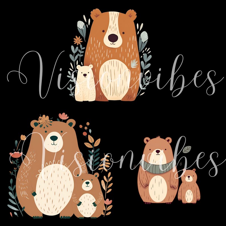 Mama Bear and Baby Bear Clipart Mom and Baby Png Cute Clipart for ...