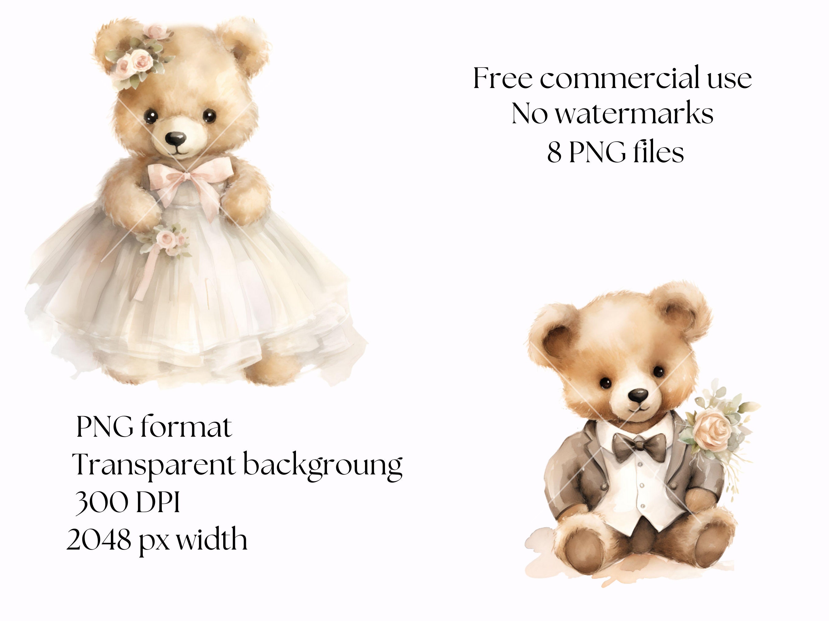 Wedding Clipart Teddy Bear Bundle Watercolor Wedding Clipart - Etsy