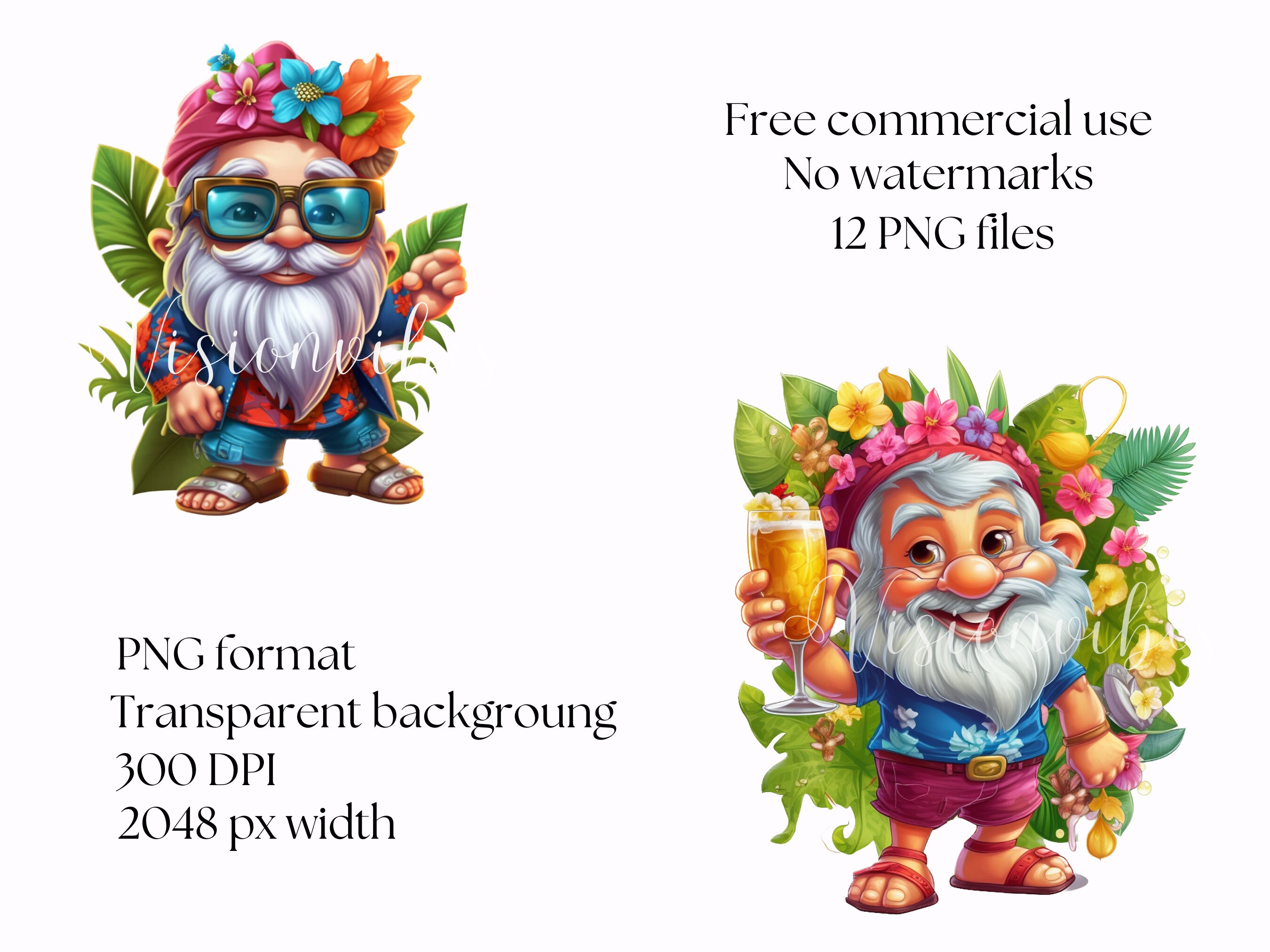 Garden Gnome Clipart Bundle Watercolor Summer Clipart Fun Clipart Png ...