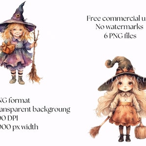 Watercolor Witch Clipart Bundle: Cute Halloween PNG (digital Download ...