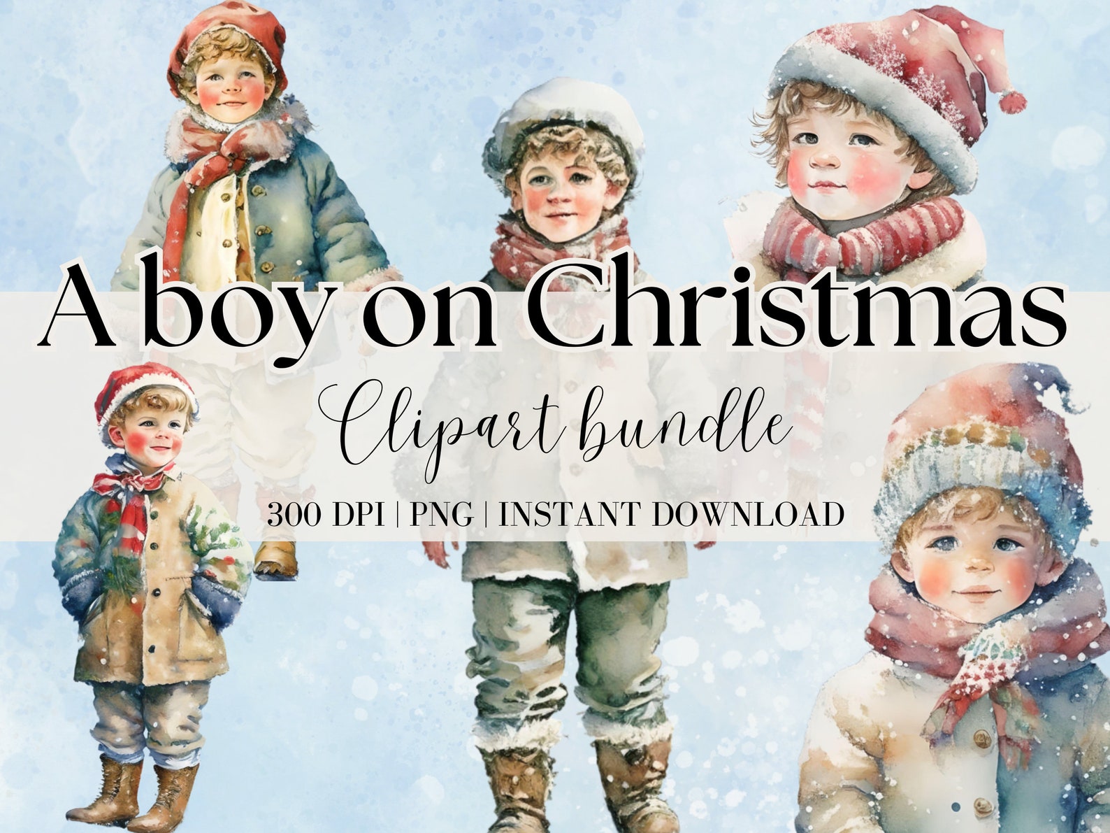 Christmas Clipart Bundle Vintage Boy Clipart Vintage Christmas Clipart ...