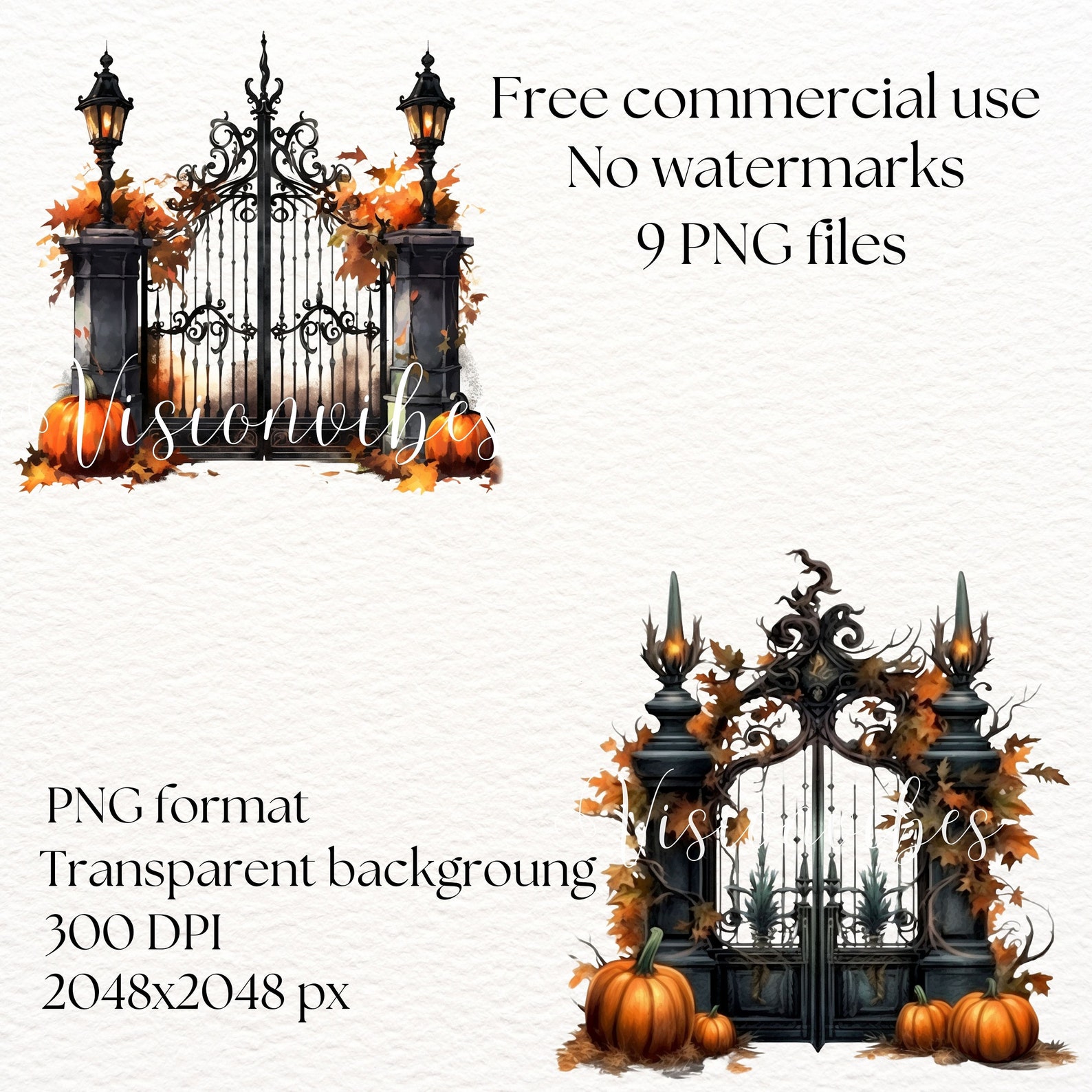 Spooky Gates Halloween Clipart Bundle Gothic Mansion Clipart - Etsy