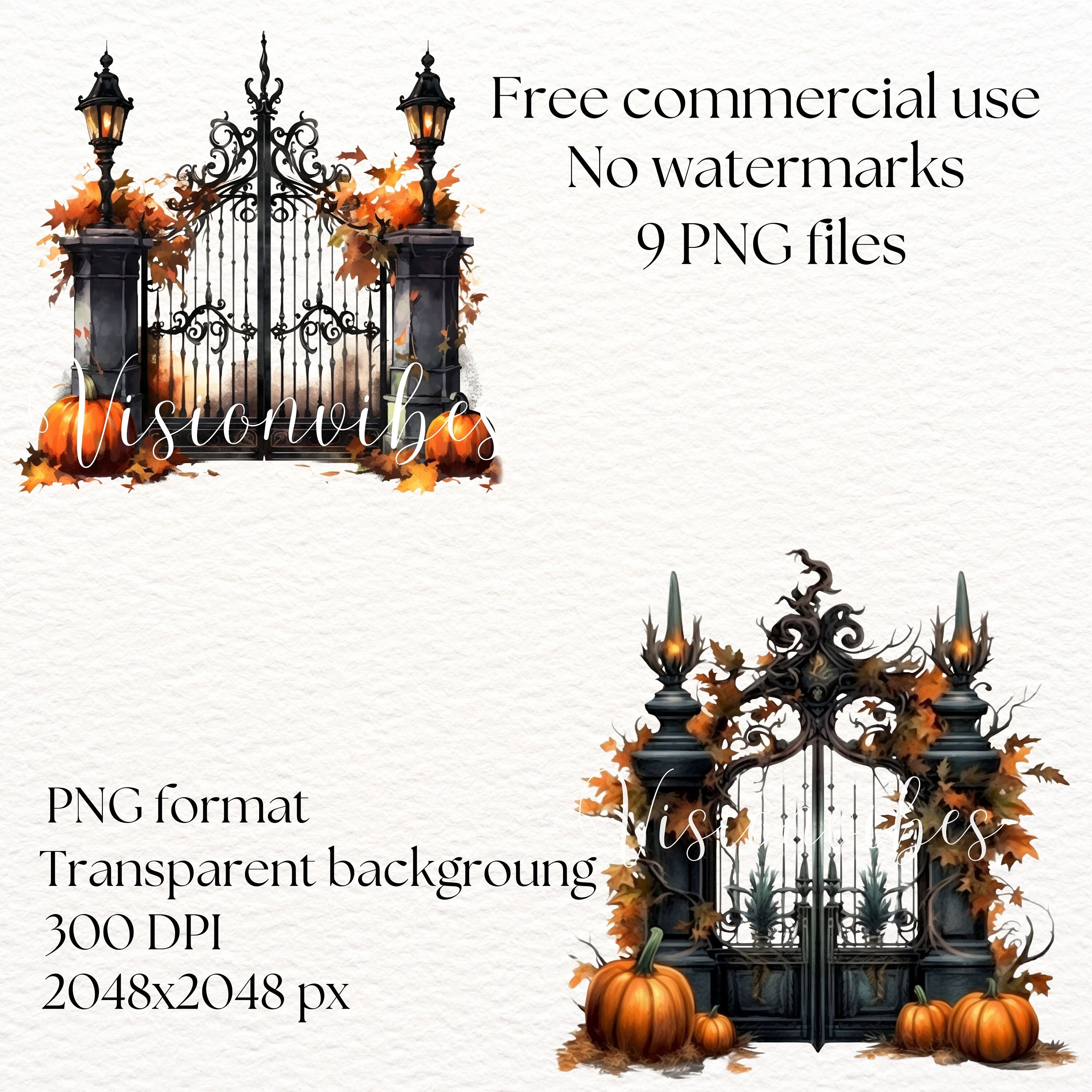 Spooky Gates Halloween Clipart Bundle Gothic Mansion Clipart Gothic ...
