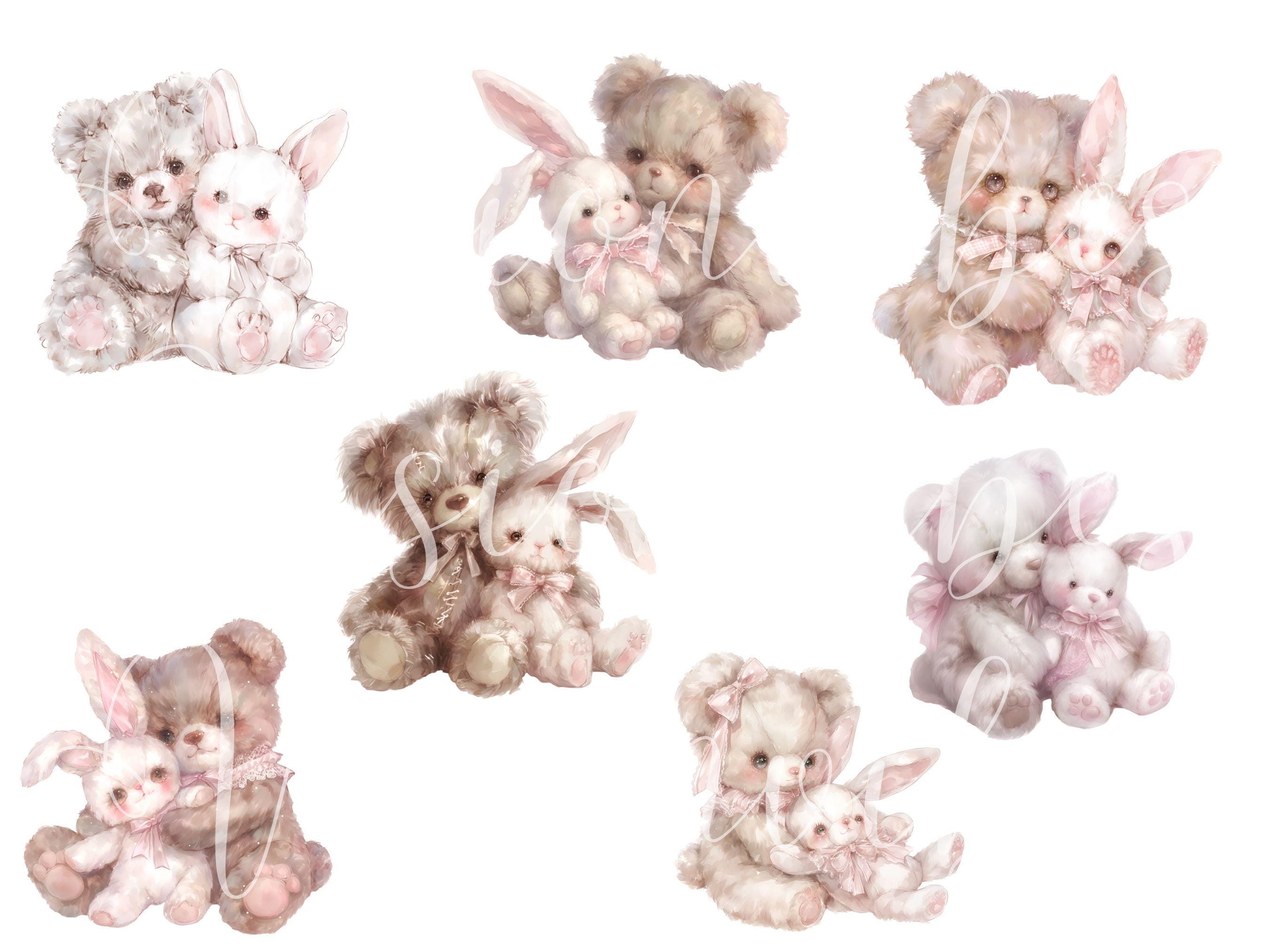 Cute Teddy and Bunny Clipart Bundle White Bears Digital Image Junk ...
