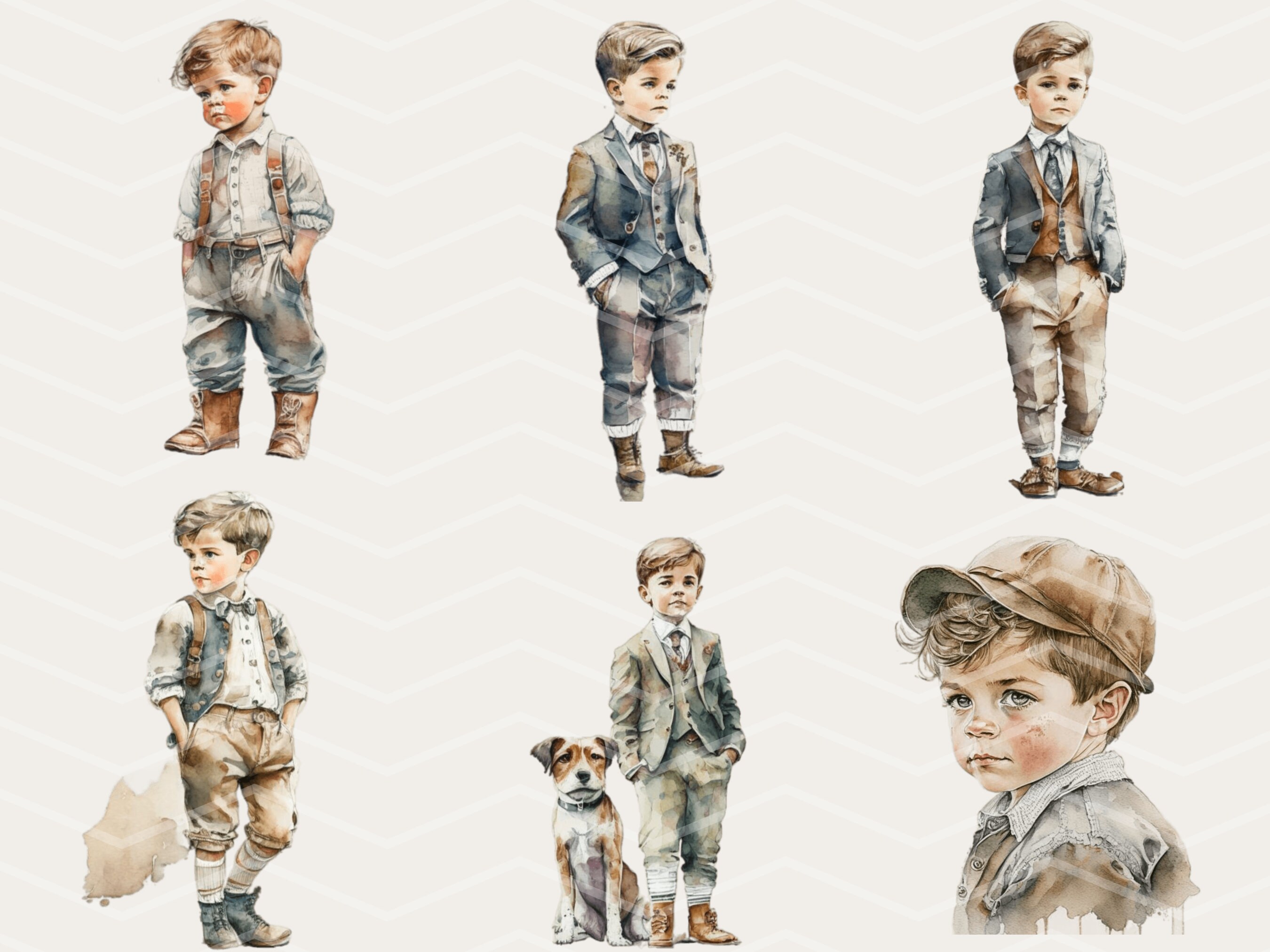 Vintage Boy Clipart Bundle | Vintage Boy Digital Image | Junk Journal ...
