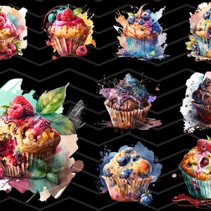 Muffin Clipart Watercolor Muffin Clipart Bundle Muffin PNG Bundle ...