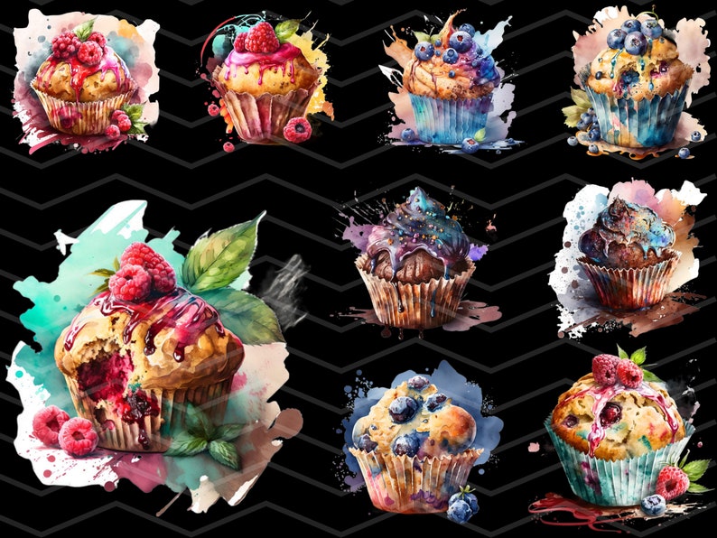 Muffin Clipart Watercolor Muffin Clipart Bundle Muffin PNG Bundle ...