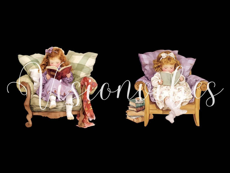 Book Lover Clipart Book Clip Art Watercolor Victorian Girl Clipart ...