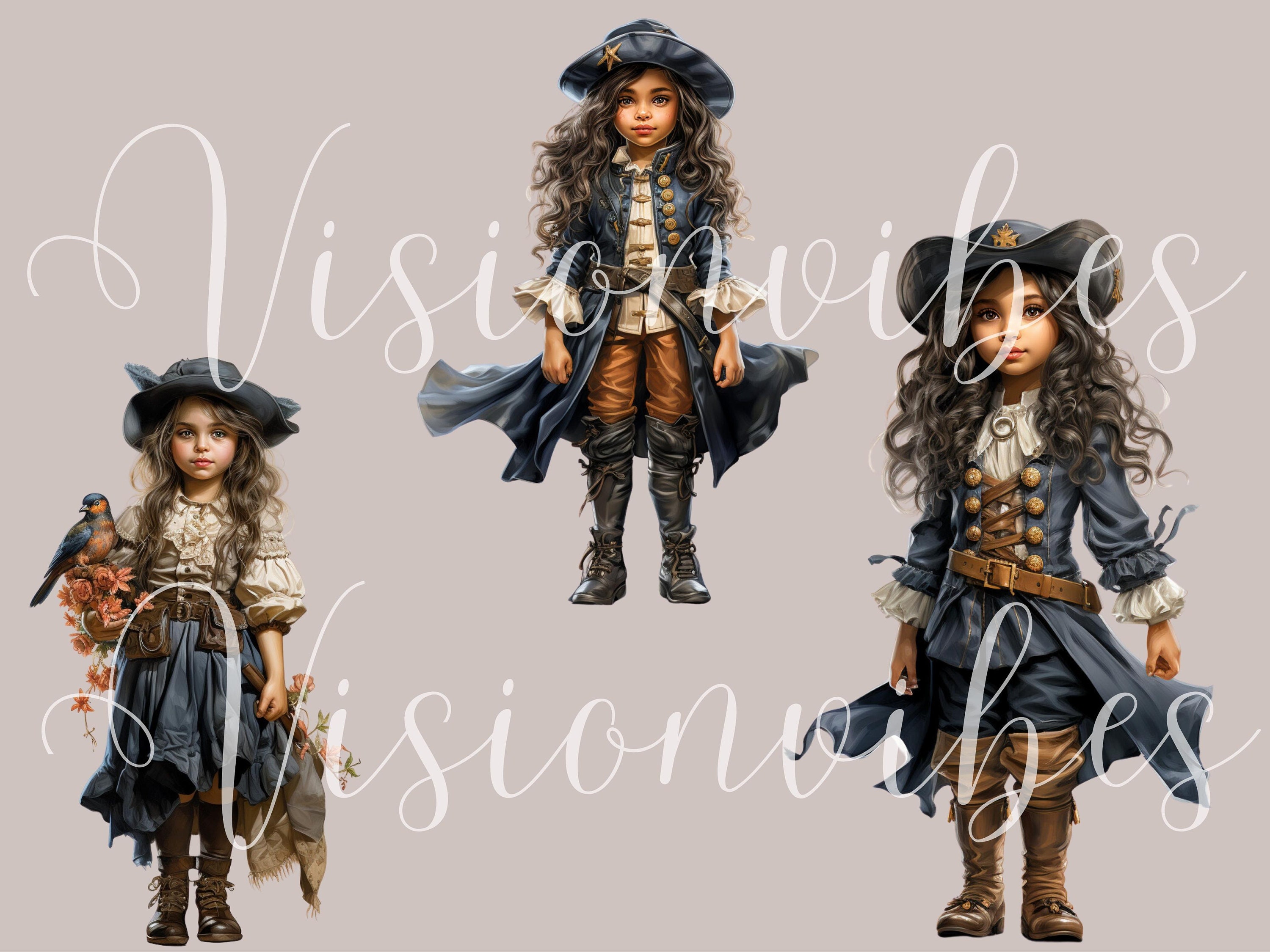 Pirate Girl Clipart, Little Girl Digital Image, Book Clip Art ...