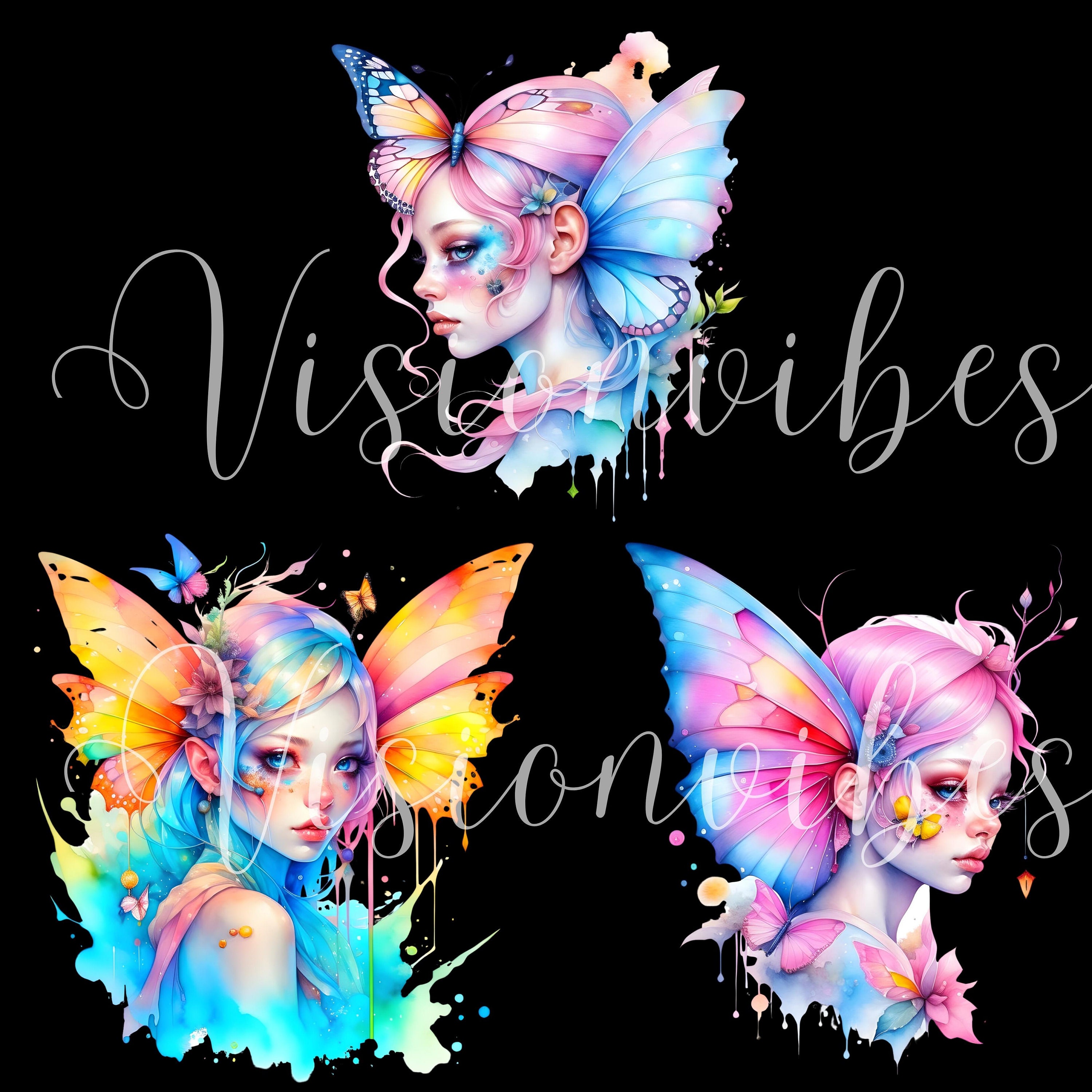 Fantasy Fairy Clipart Watercolor Clipart Bundle Garden Fairy Magic ...