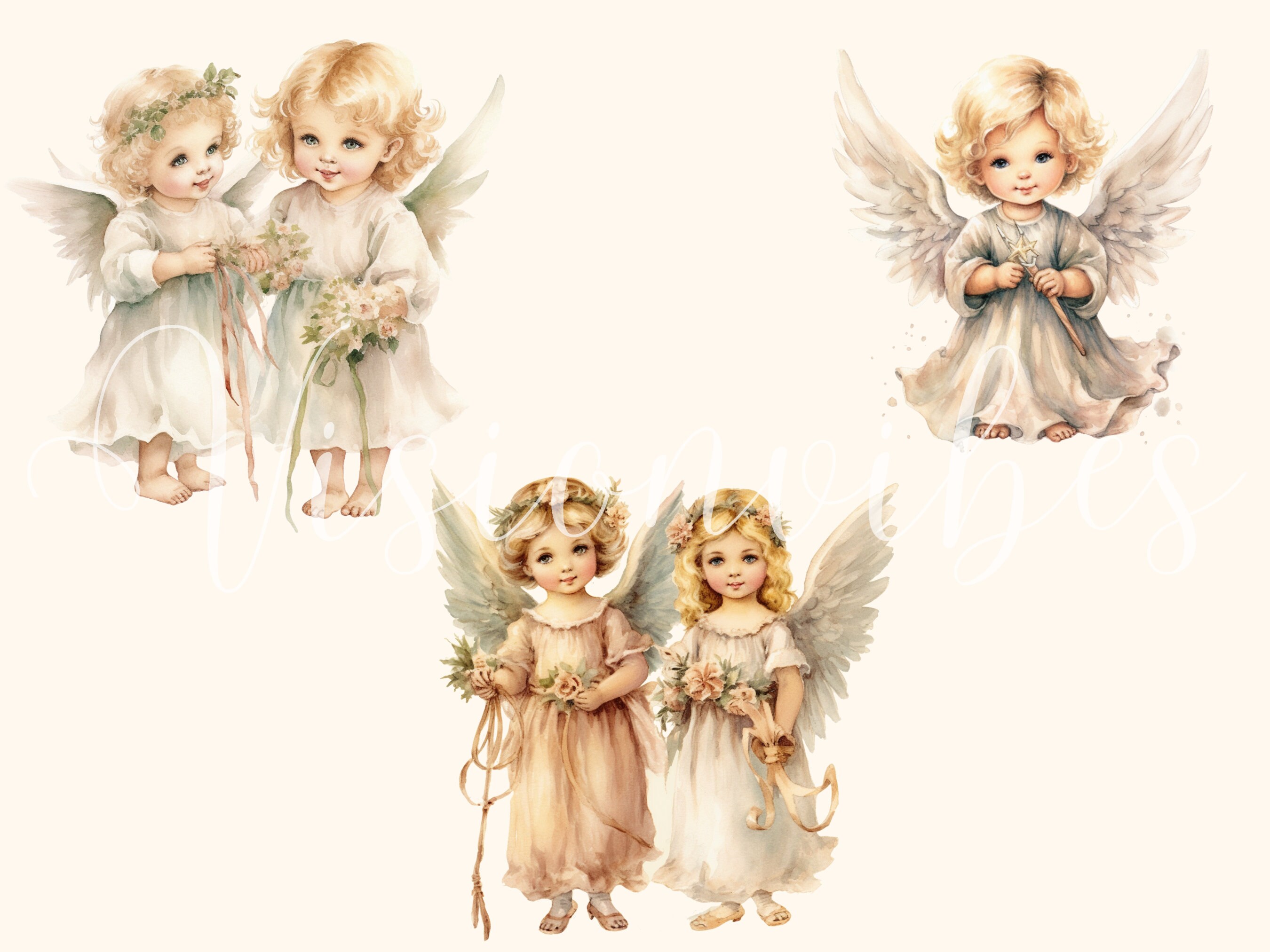 Watercolor Angels Clipart Bundle Christian Clipart Christmas Angels ...
