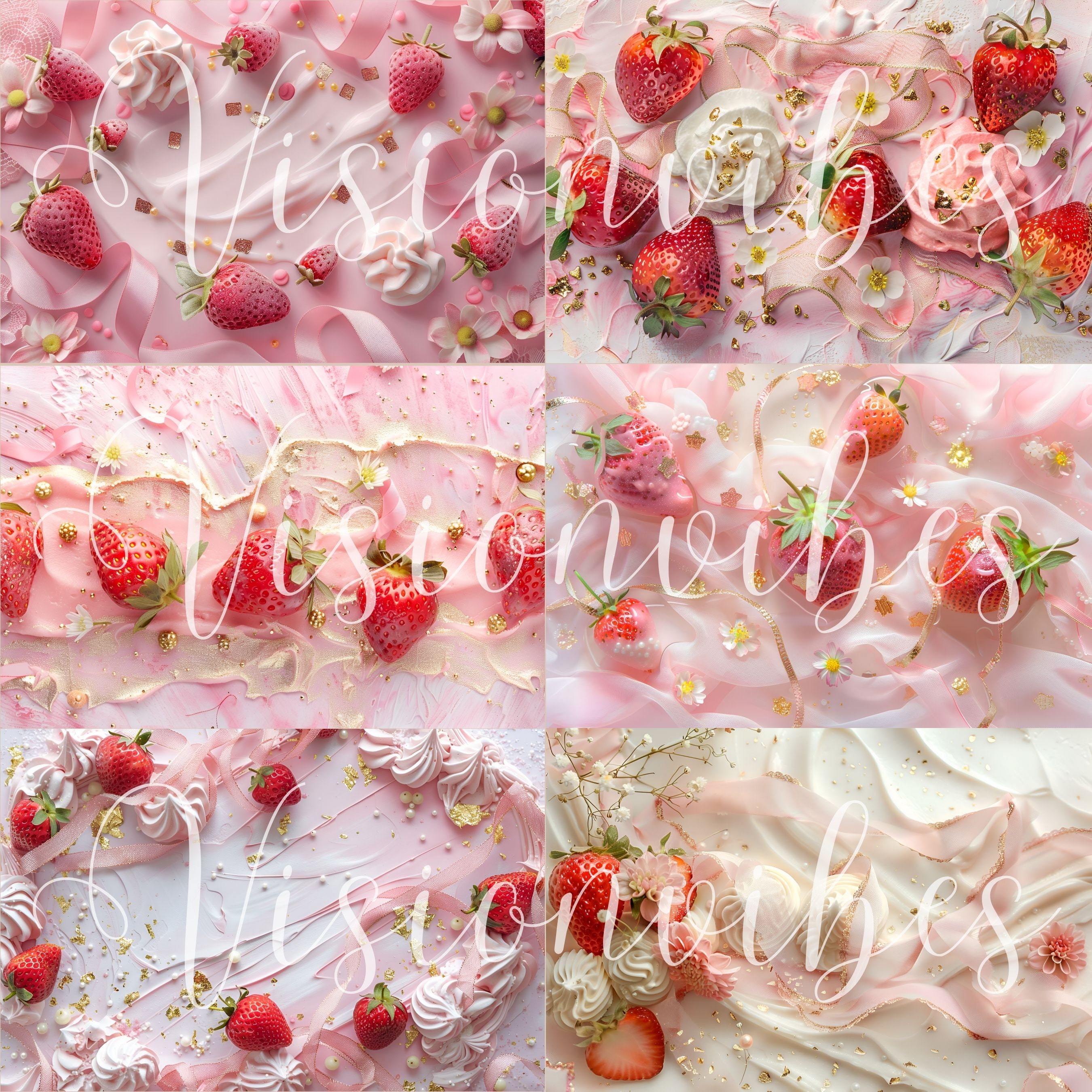 Printable Strawberry Cream Digital Paper, Dreamy Digital Paper, Pastel ...