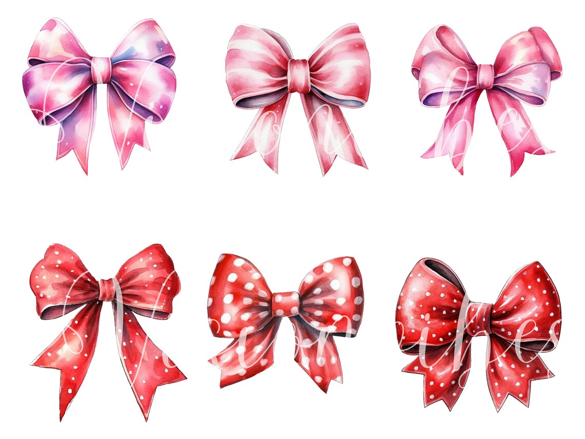 Ribbon Bow Clipart Bundle Watercolor Ribbon Bow Watercolor Png ...