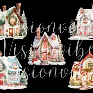 Christmas Cottage Watercolor Bundle, Winter House Clipart, Cottage in ...
