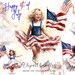 4th of July Clipart Watercolor Girl With American Flag Patriotic ...
