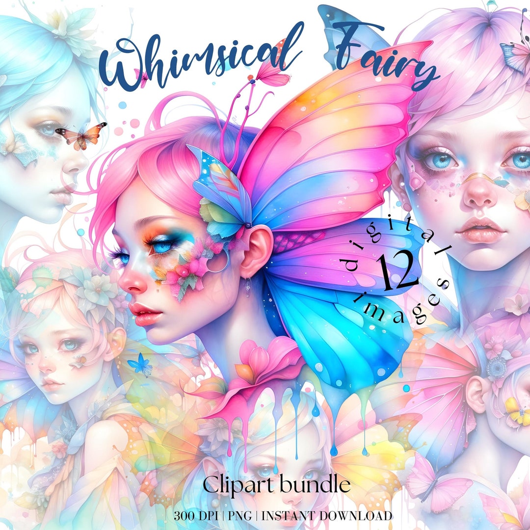 Fantasy Fairy Clipart Watercolor Clipart Bundle Garden Fairy Magic ...
