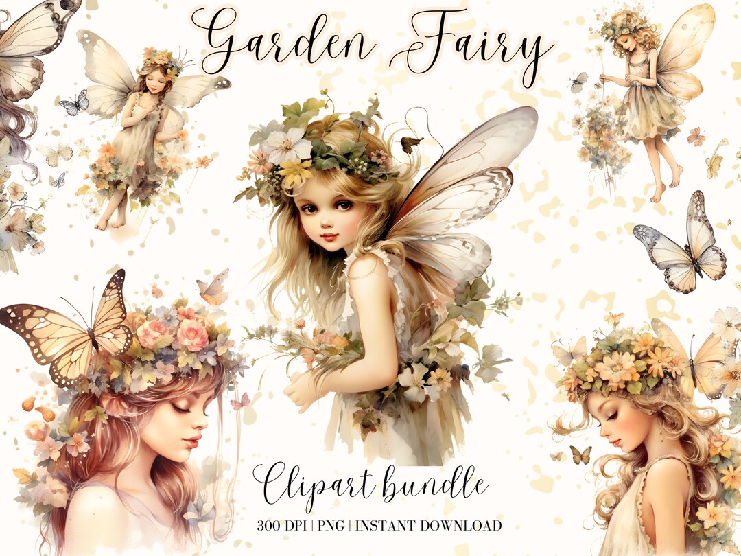 Flower Fairy Clipart Watercolor Clipart Bundle Garden Fairy Magic Fairy ...