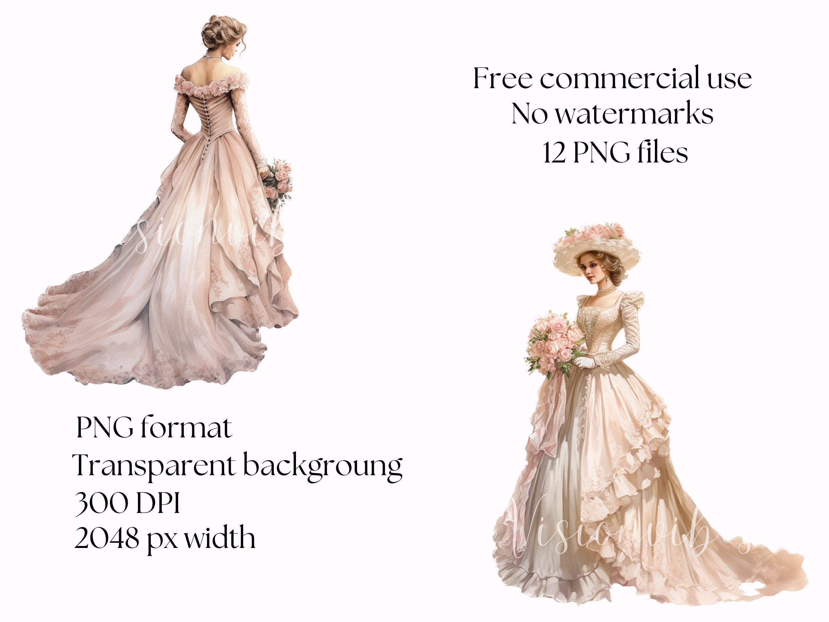 Vintage Bride Clipart Bundle Watercolor Vintage Bride Vintage - Etsy