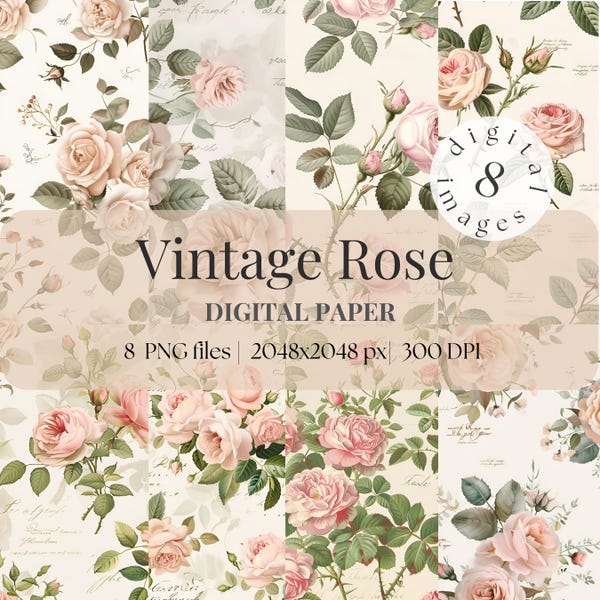 Vintage Rose Paper - Etsy
