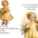 Retro Little Girl in Yellow Dress Watercolor Clipart Bundle Vintage ...