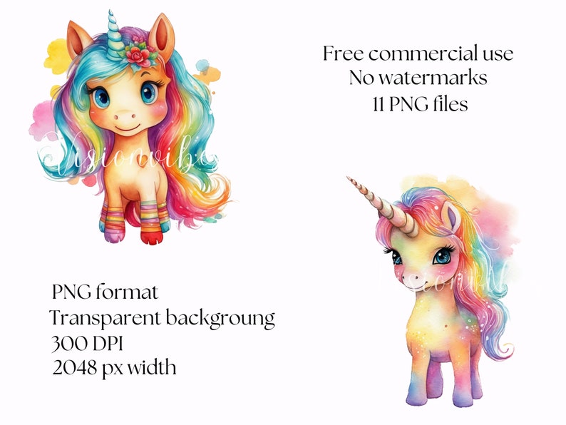 Clipart Rainbow Unicorn Clipart Bundle Watercolor Clipart - Etsy