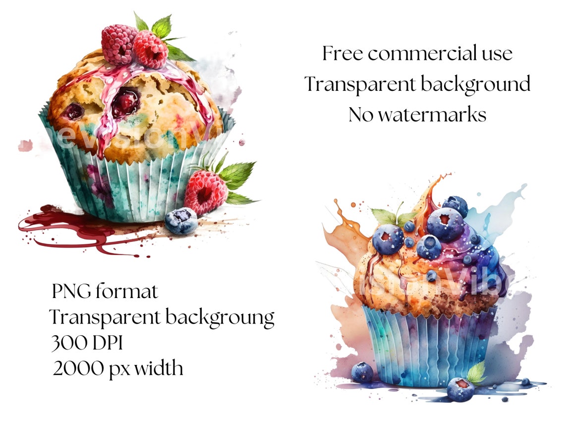 Muffin Clipart Watercolor Muffin Clipart Bundle Muffin PNG Bundle ...