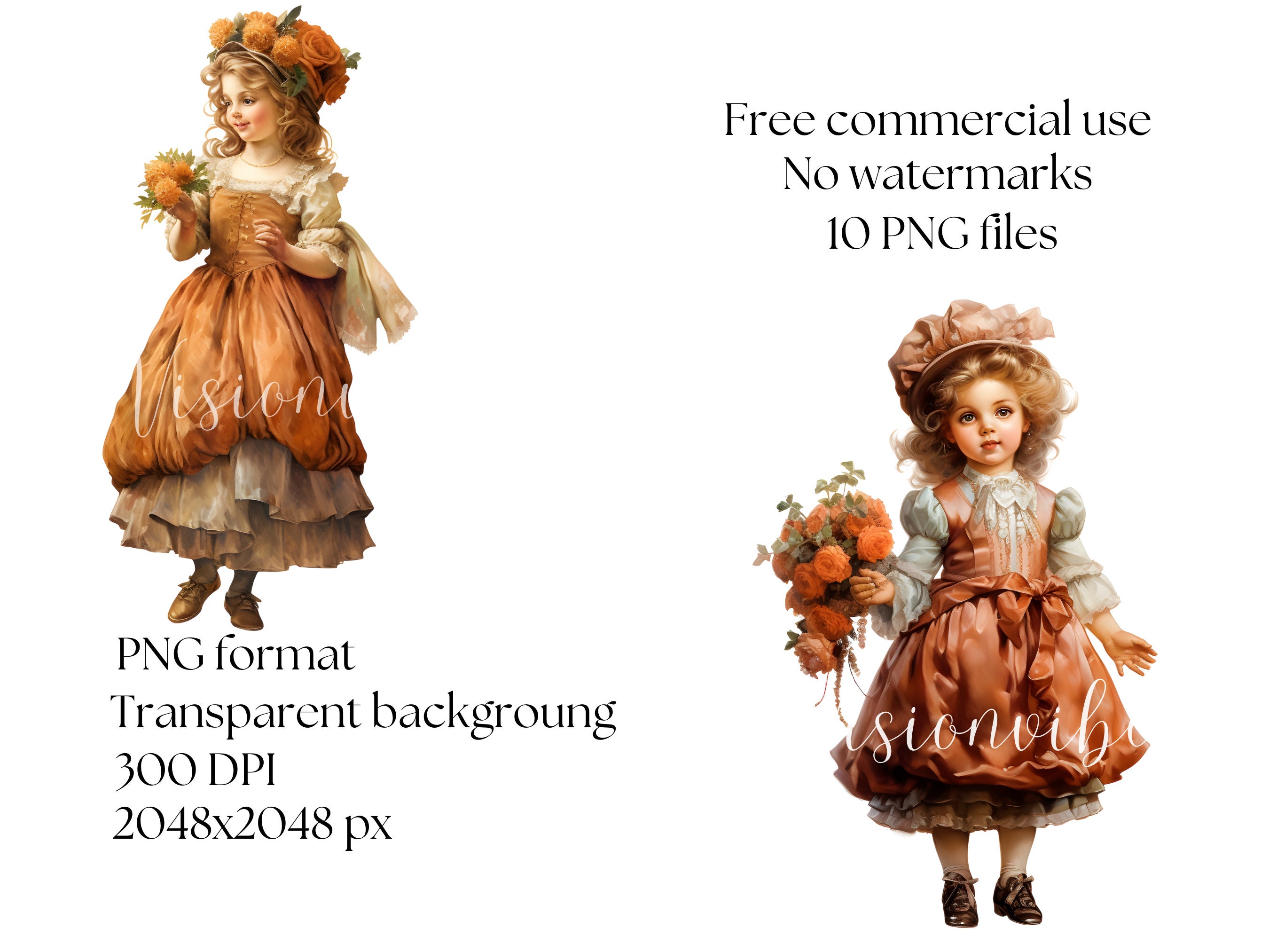 Vintage Girl Clipart Bundle Watercolor Digital Baby Girl - Etsy