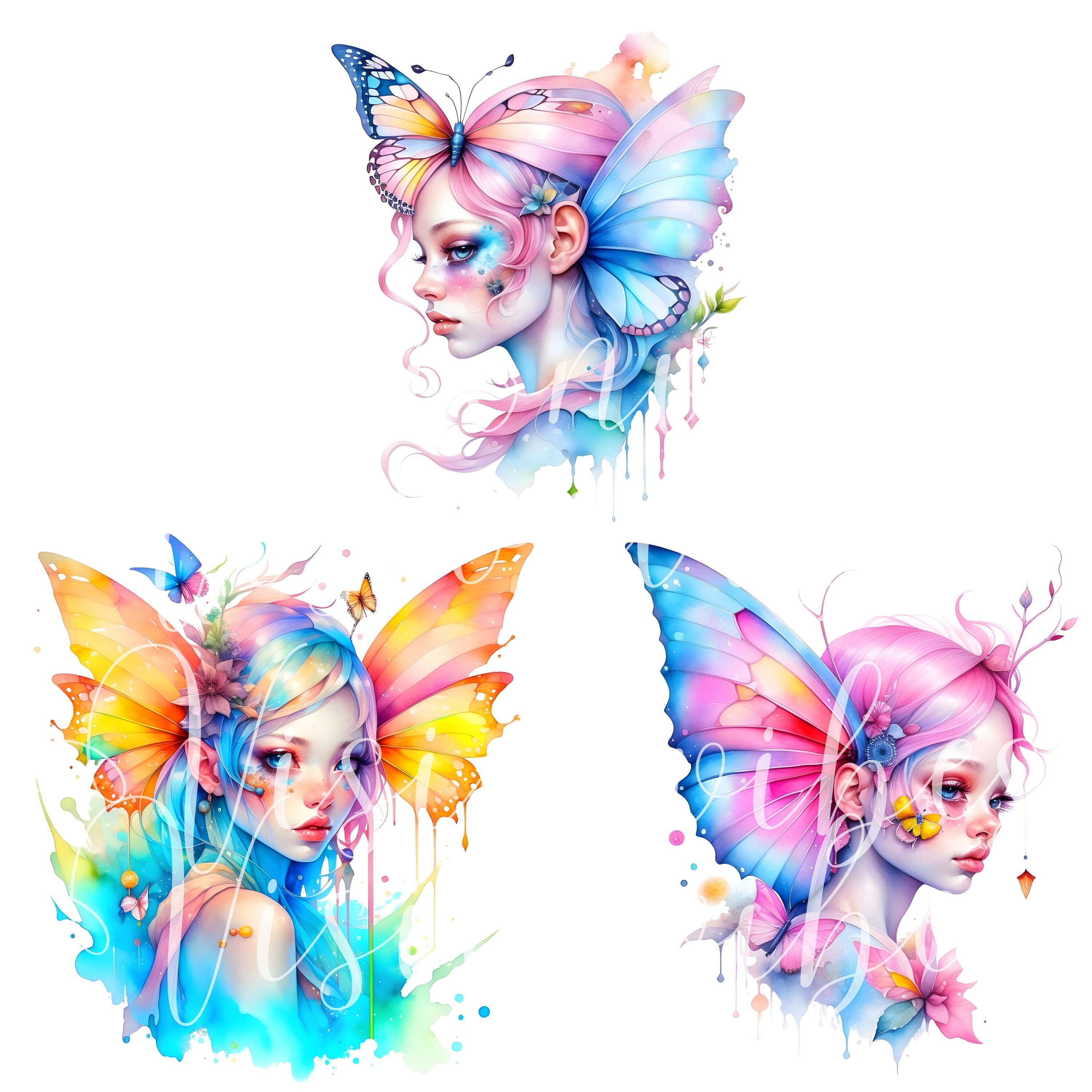 Fantasy Fairy Clipart Watercolor Clipart Bundle Garden Fairy Magic ...