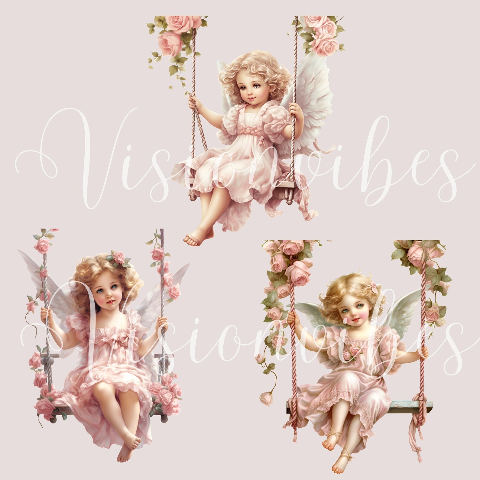 Watercolor Angel on Swing Clipart Girl on Swing Little Girl Clipart for ...