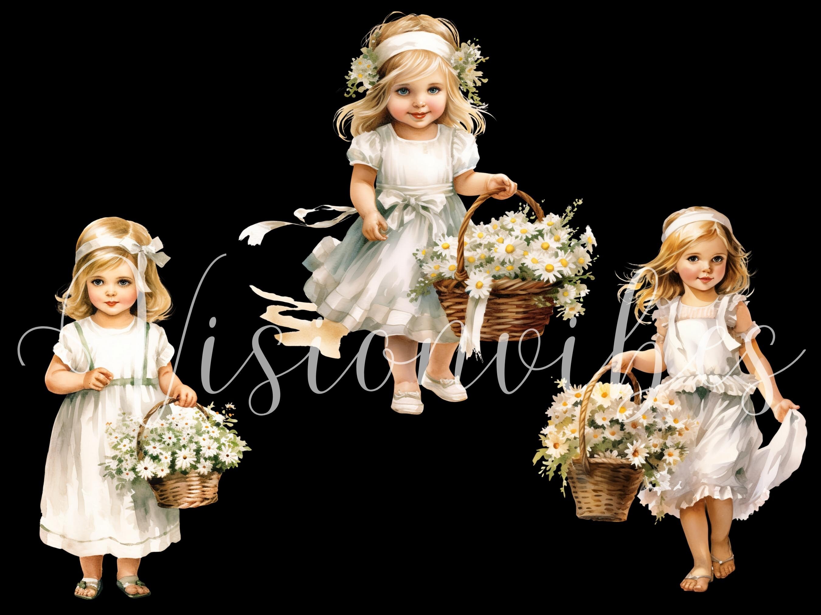 Daisy Girls Watercolor Clipart Bundle Vintage Girls Png Flowers Girls ...