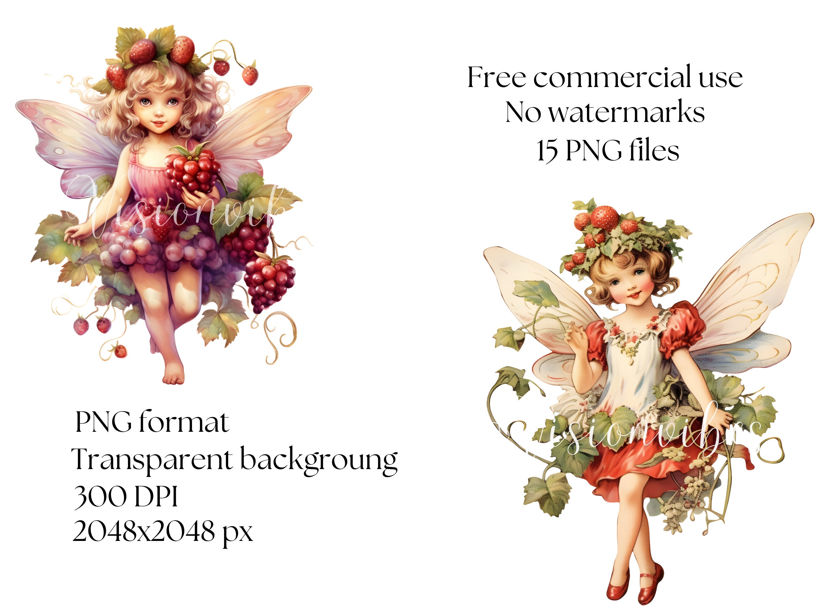 Strawberry Fairy Clipart Watercolor Clipart Bundle Garden Fairy Magic ...