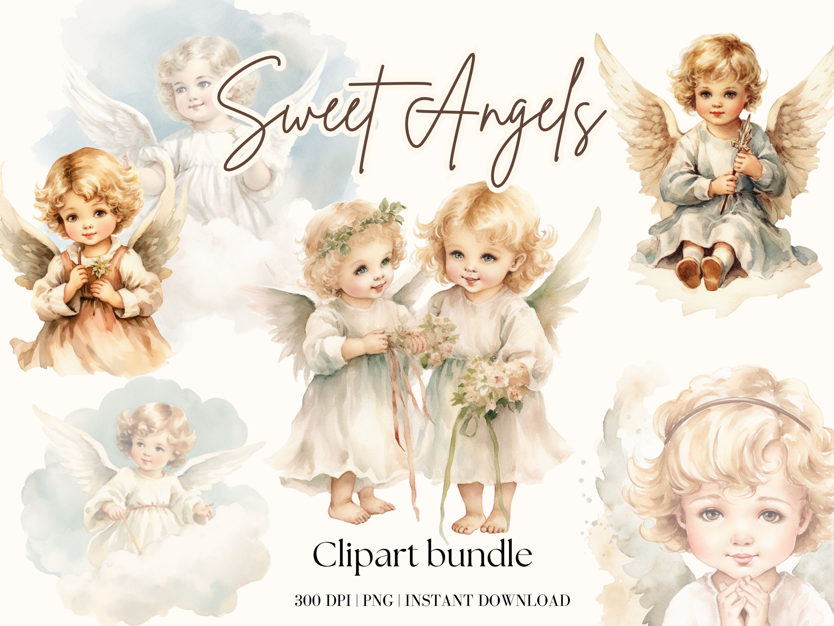 Watercolor Angels Clipart Bundle Christian Clipart Christmas Angels ...