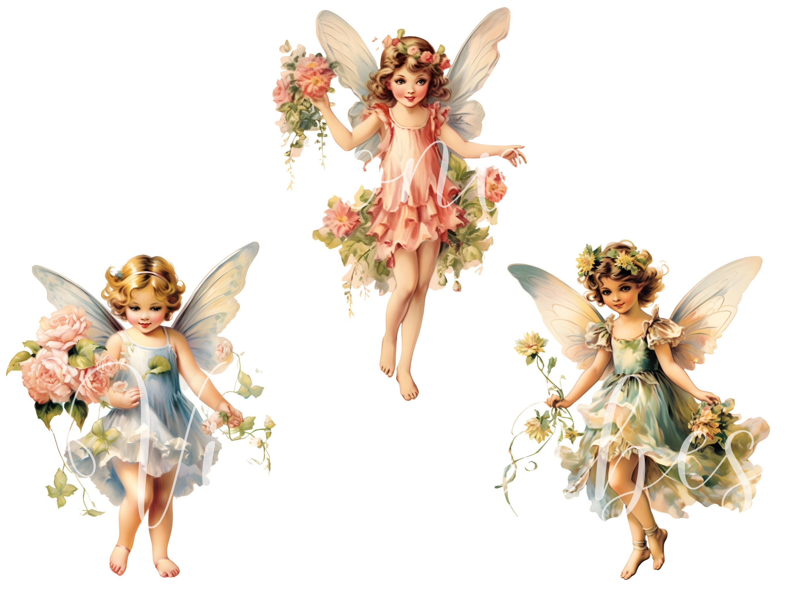 Flower Fairy Clipart Watercolor Clipart Bundle Garden Fairy Magic Fairy ...
