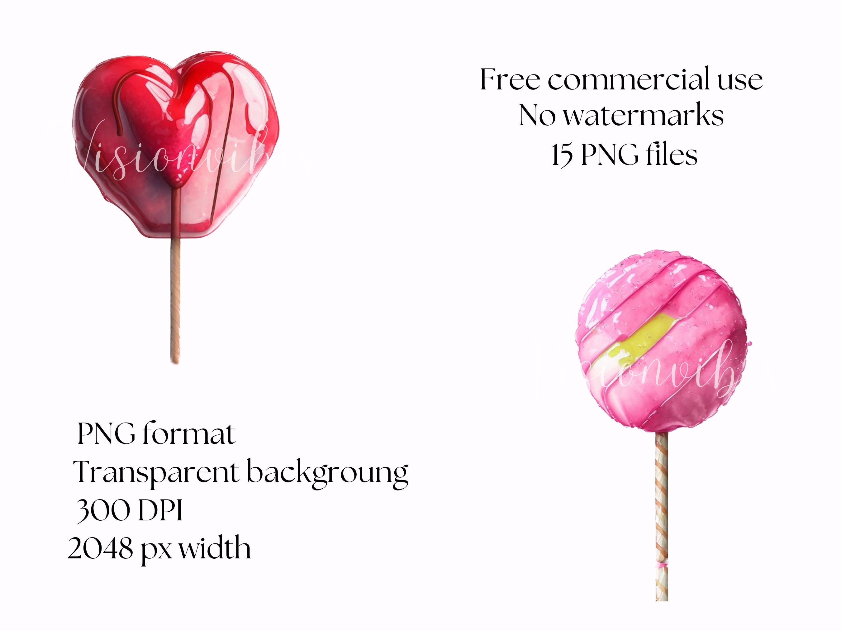 Lollipop Clipart Watercolor Candy Clipart Bundle Watercolor Heart Ai ...