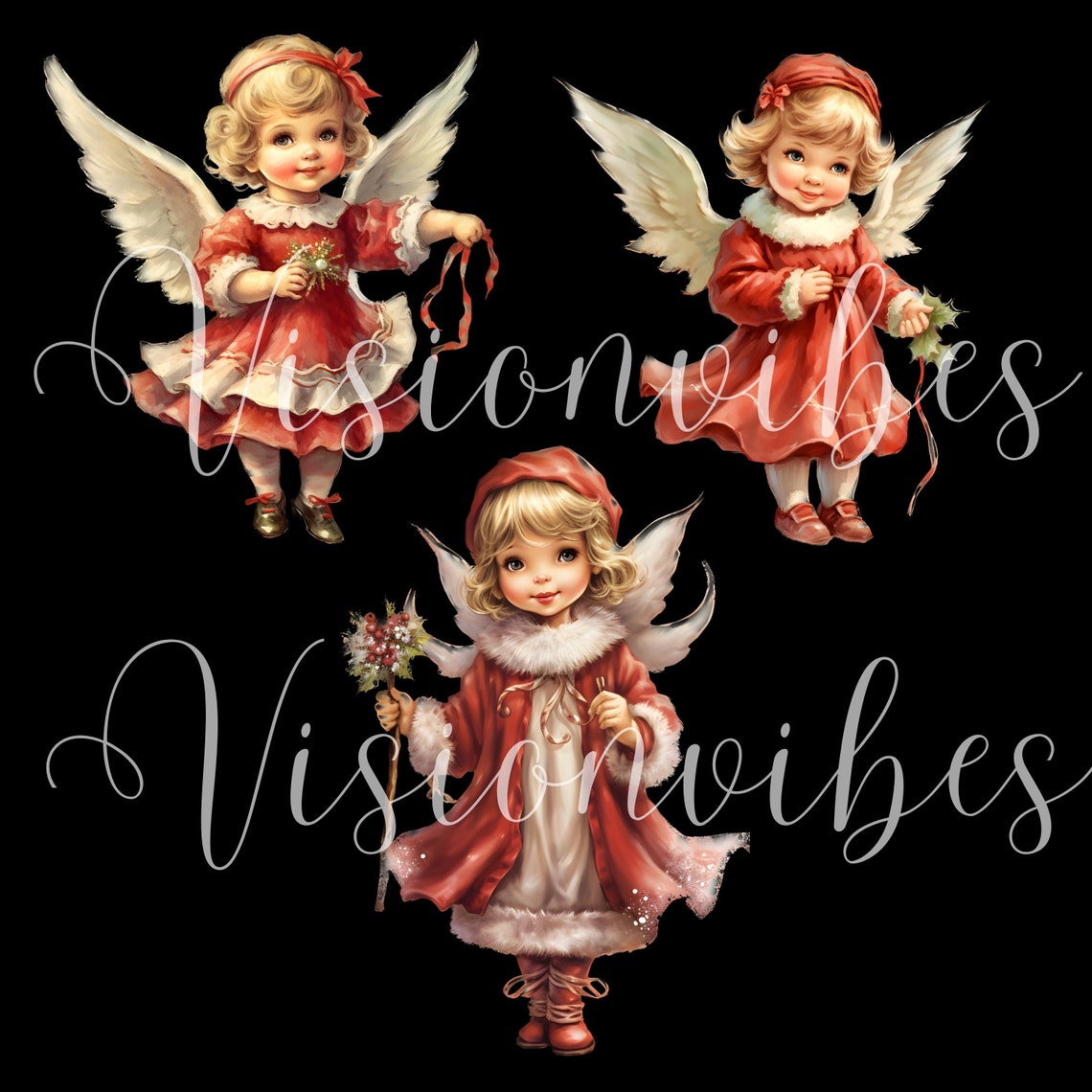 Christmas Angel Clipart Bundle Watercolor Winter Girl Clipart - Etsy