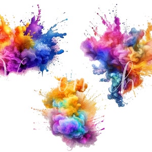 Rainbow Splash Clipart Bundle Watercolor Rainbow Clip Art Summer ...