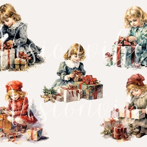 Christmas Clipart Bundle Watercolor Christmas Gift Clipart Vintage ...