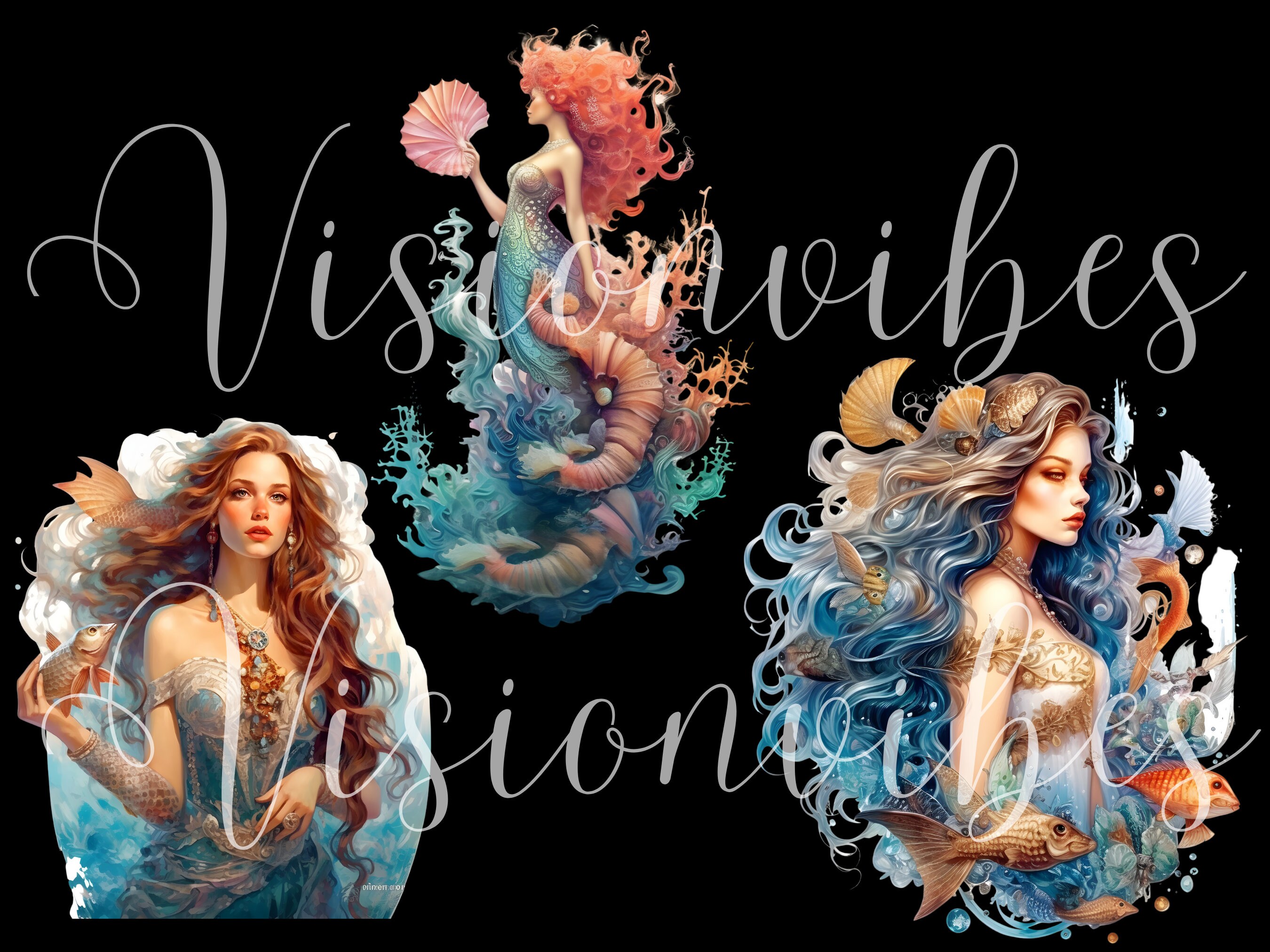 Mermaid Clipart Watercolor Cute Mermaid Clipart Watercolor - Etsy