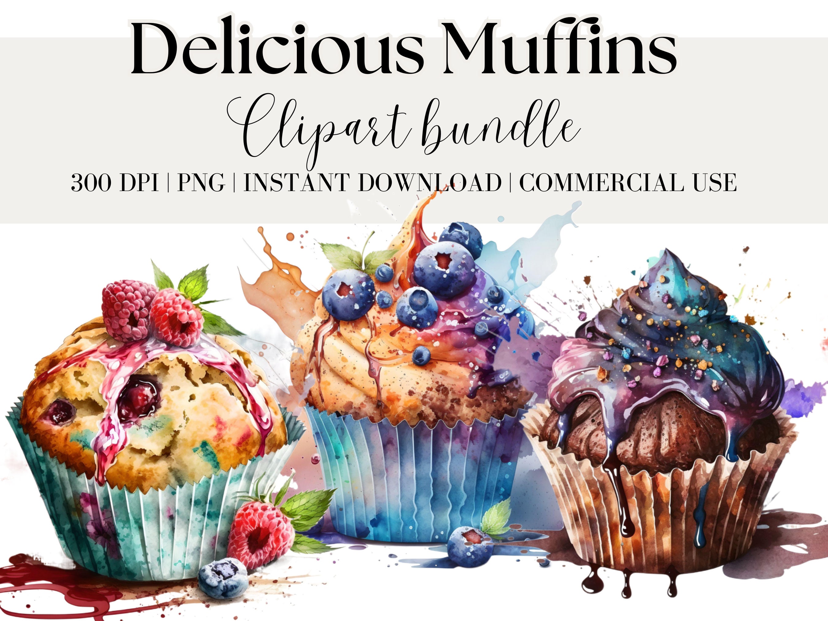 Muffin Clipart Watercolor Muffin Clipart Bundle Muffin PNG Bundle ...