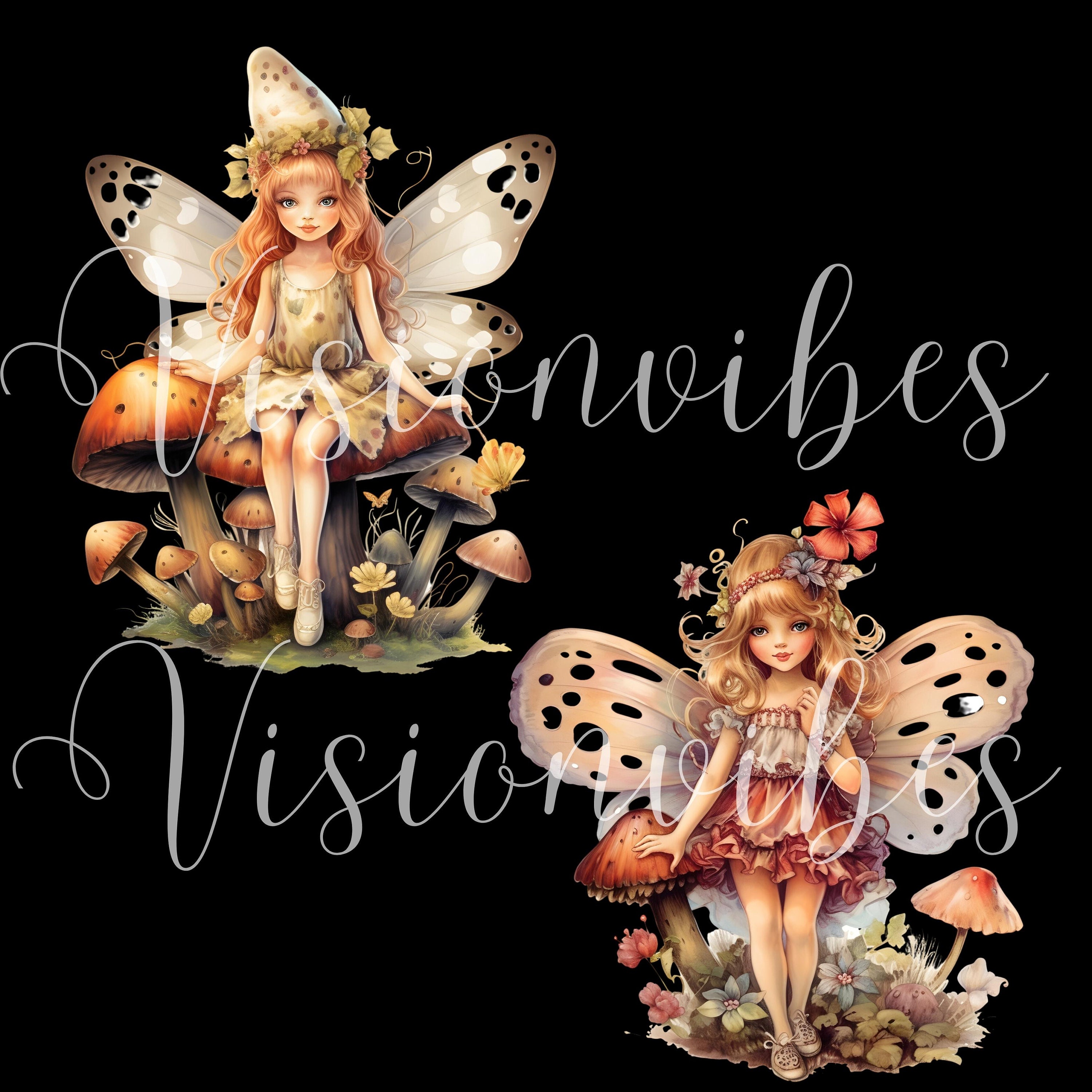 Mushroom Fairy Clipart Watercolor Clipart Bundle Garden Fairy Magic ...
