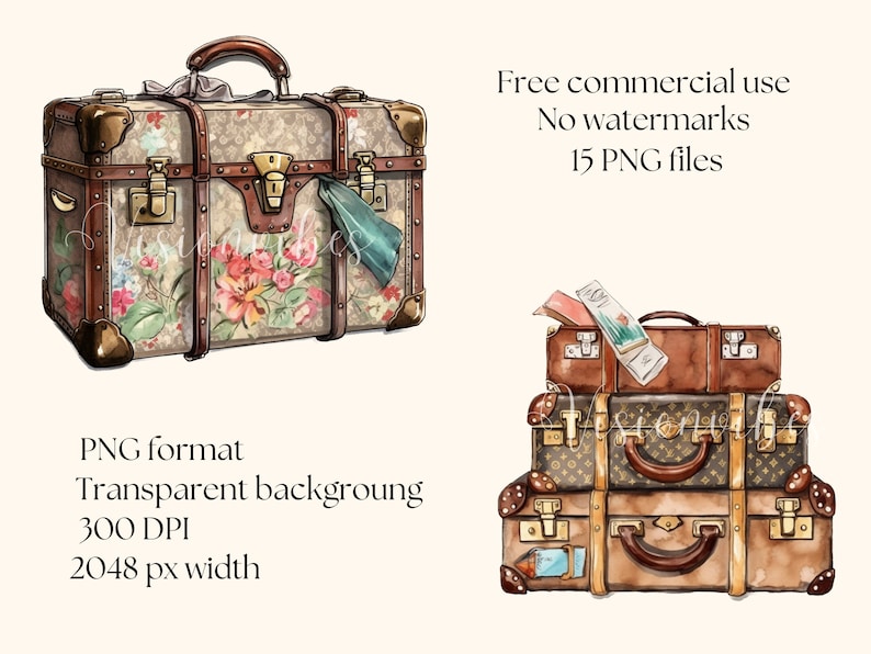Vintage Luggage Clipart Bundle Luggage Clip Art Travel Clipart - Etsy
