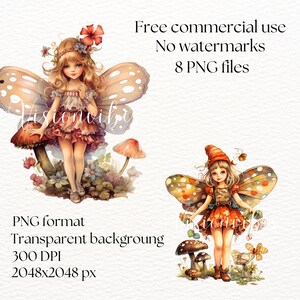 Mushroom Fairy Clipart Watercolor Clipart Bundle Garden Fairy Magic ...