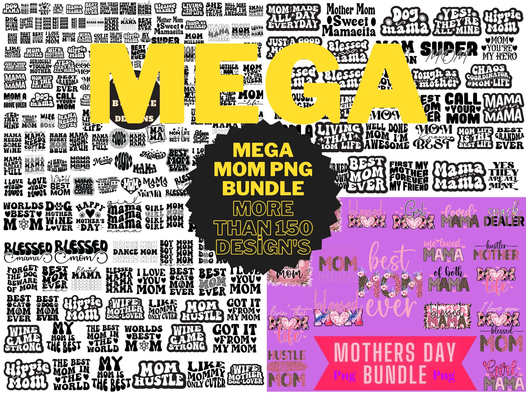 MOTHER'S DAY MEGA Bundle, Mom Png Bundle, 140 Designs, Heather Roberts ...